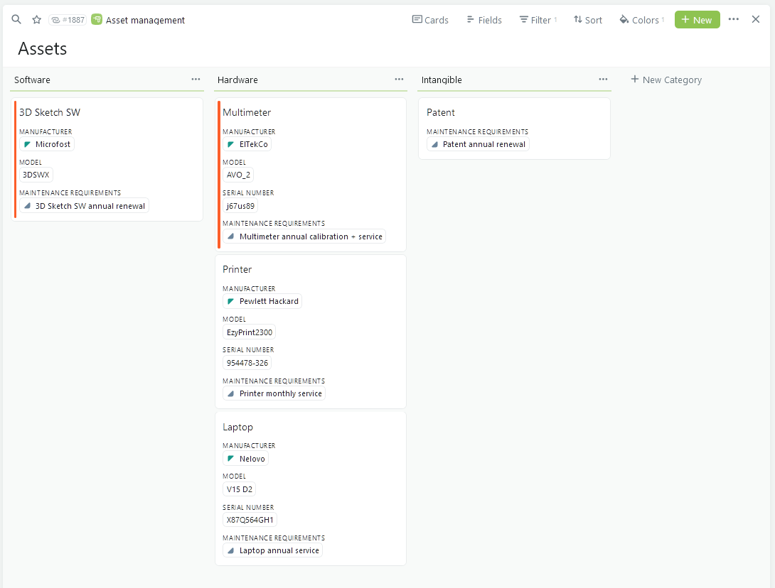 Customizable Asset Tracking Template — Fibery